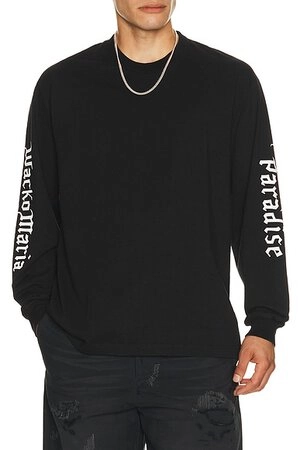 WACKO MARIA Washed Heavy Weight Crew Neck Long Sleeve Tee Shirt Type 1 - Black
