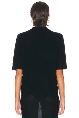 Loulou De Saison Ruth High-neck Short Saddle-sleeve Top - Black