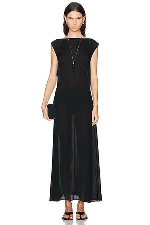 ST. AGNI Stretch Silk Bateau Dress - Black