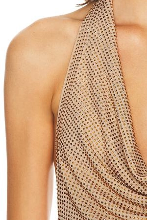 HAELO Rhinestone Halter Mini Dress