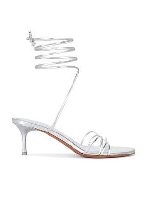 Amina Muaddi Lori 60 Lace Up Sandal - Silver