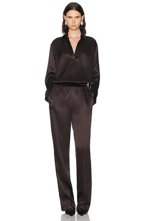 TOM FORD Silk Satin Polo Top