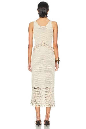 Rabanne Sleeveless Crochet Midi Dress With Plastic Embellishments