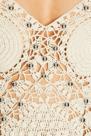 Rabanne Sleeveless Crochet Midi Dress With Plastic Embellishments