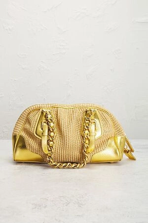 Prada Raffia & Calfskin Leather Handbag