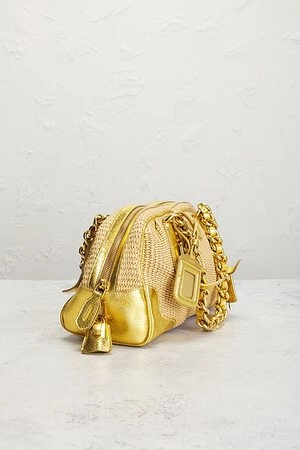 Prada Raffia & Calfskin Leather Handbag