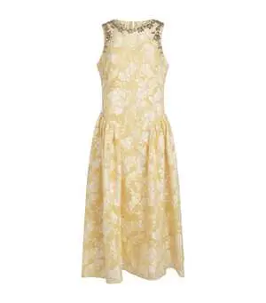 Cinq À Sept Organza Jacquard Florence Midi Dress - Yellow