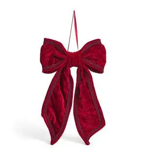 LUXURY GARLAND Velvet Lace-embellished Bow Decoration - Red