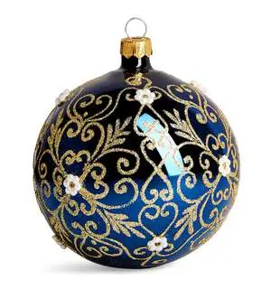 Harrods Floral Swirl-pattern Bauble - Navy