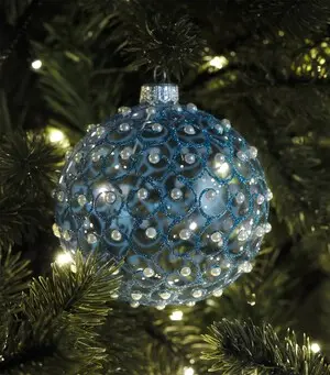 Harrods Glass Glitter Swirl Bauble