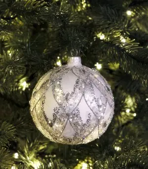 Harrods Glass Glitter Flower Bauble