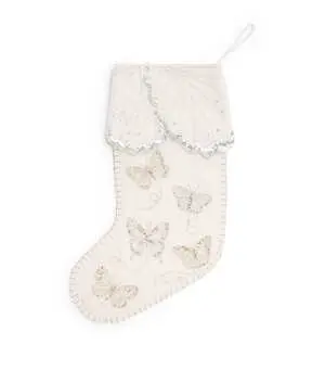 JAN CONSTANTINE Wool Sequinned Butterfly Stocking - Beige