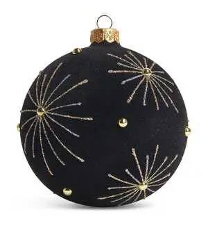 Harrods Velvet Star Bauble - Black