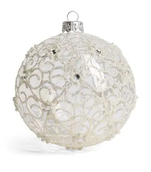 Harrods Glitter Swirl Bauble - Clear