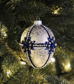 Harrods Embellished Egg Bauble With Faux Pearls And Crystals