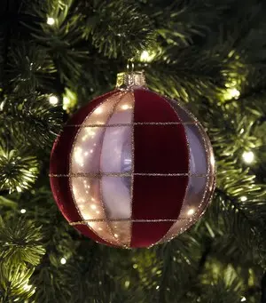 Harrods Glitter Tartan Bauble