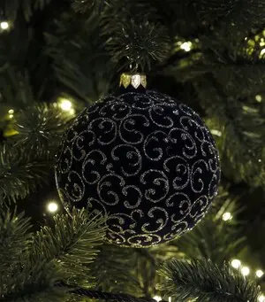 Harrods Velvet Glitter Swirl Bauble