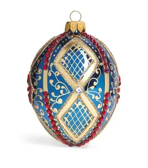 Harrods Crystal-embellished Egg Bauble - Navy