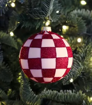 Harrods Glitter Chequered Bauble