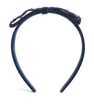 TARTINE ET CHOCOLAT Velvet Rhinestone Headband With Bow Detail - Navy