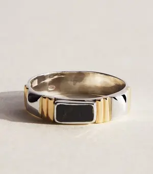 FYR Sterling Yellow Gold And Onyx Bastet Ring - Silver