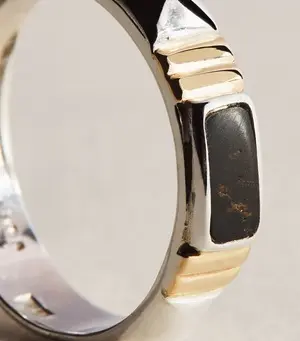 FYR Sterling Yellow Gold And Onyx Bastet Ring