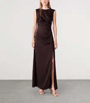 Maje Ruched Sleeveless Midi Dress