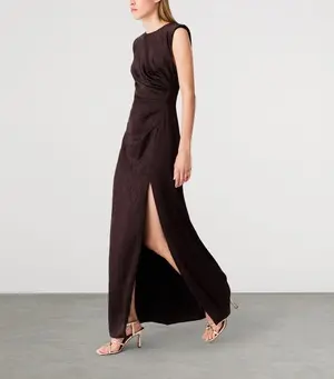Maje Ruched Sleeveless Midi Dress