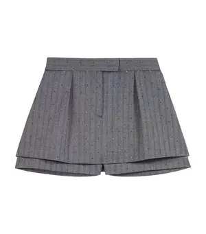 Maje Striped Rhinestone-embellished Skort - Black