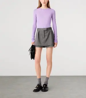 Maje Striped Rhinestone-embellished Skort