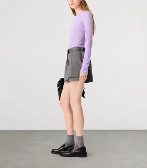 Maje Striped Rhinestone-embellished Skort