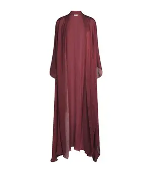 ABADIA Chiffon Bisht Cloak - Red