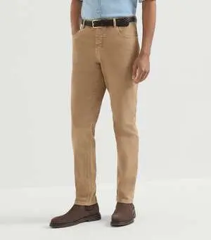 Brunello Cucinelli Garment-dyed Denim Trousers - Beige