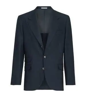 Brunello Cucinelli Mouliné Virgin Wool Twill Deconstructed Blazer