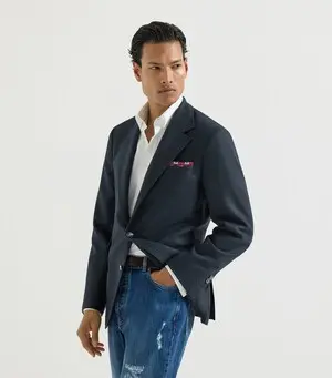 Brunello Cucinelli Mouliné Virgin Wool Twill Deconstructed Blazer