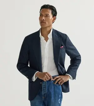Brunello Cucinelli Mouliné Virgin Wool Twill Deconstructed Blazer