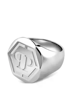 Philipp Plein Hexagonal Engraved Logo Signet Ring