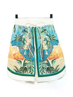 Farm Rio Rio Mosaic Graphic-print Shorts - White