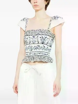 Farm Rio Floral Print Gathered Blouse