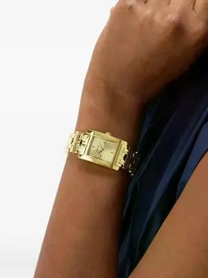 Guess Rectangular Case Watch With Champagne-tone Dial