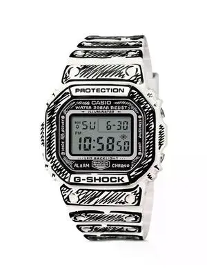 Casio G-shock Digital Watch With Sketch-print Resin Strap - Black