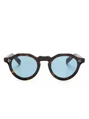 EYEVAN7285 Round Frame Sunglasses With Blue Tinted Lenses - Brown