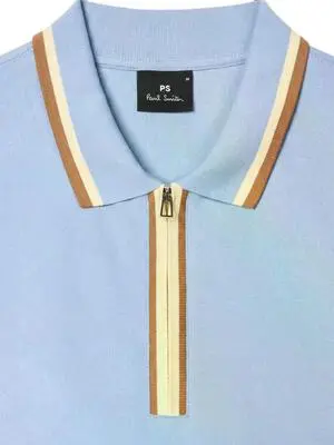 Paul Smith Zip-up Piqué Polo Shirt - Blue