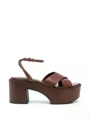 Miu Miu Criss-cross Platform Sandals - Brown