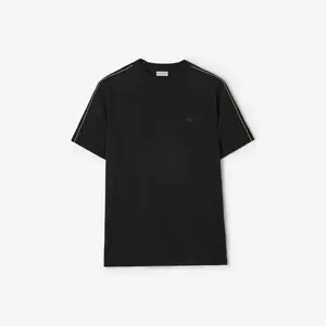 Burberry Check Piping Cotton T-shirt - Black