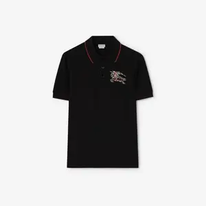 Burberry Heart Knight Cotton Polo Shirt - Black