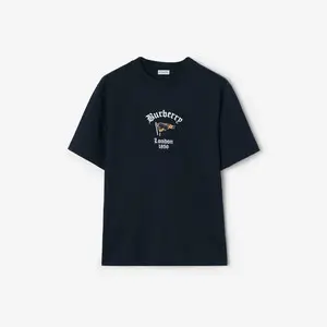 Burberry Check Flag Cotton T-shirt Navy