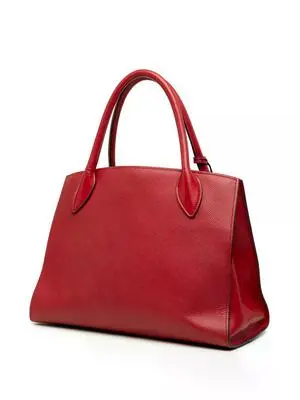 Prada Saffiano Cuir Monochrome Top Handle Tote Satchel - Red