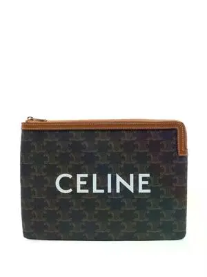 Celine 2021 Small Triomphe Coated Canvas Clutch Bag - Brown