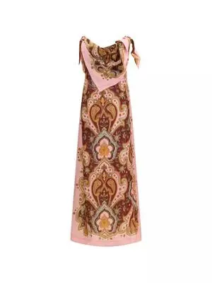 ALEMAIS Paisley Placement Print One-shoulder Midi Dress